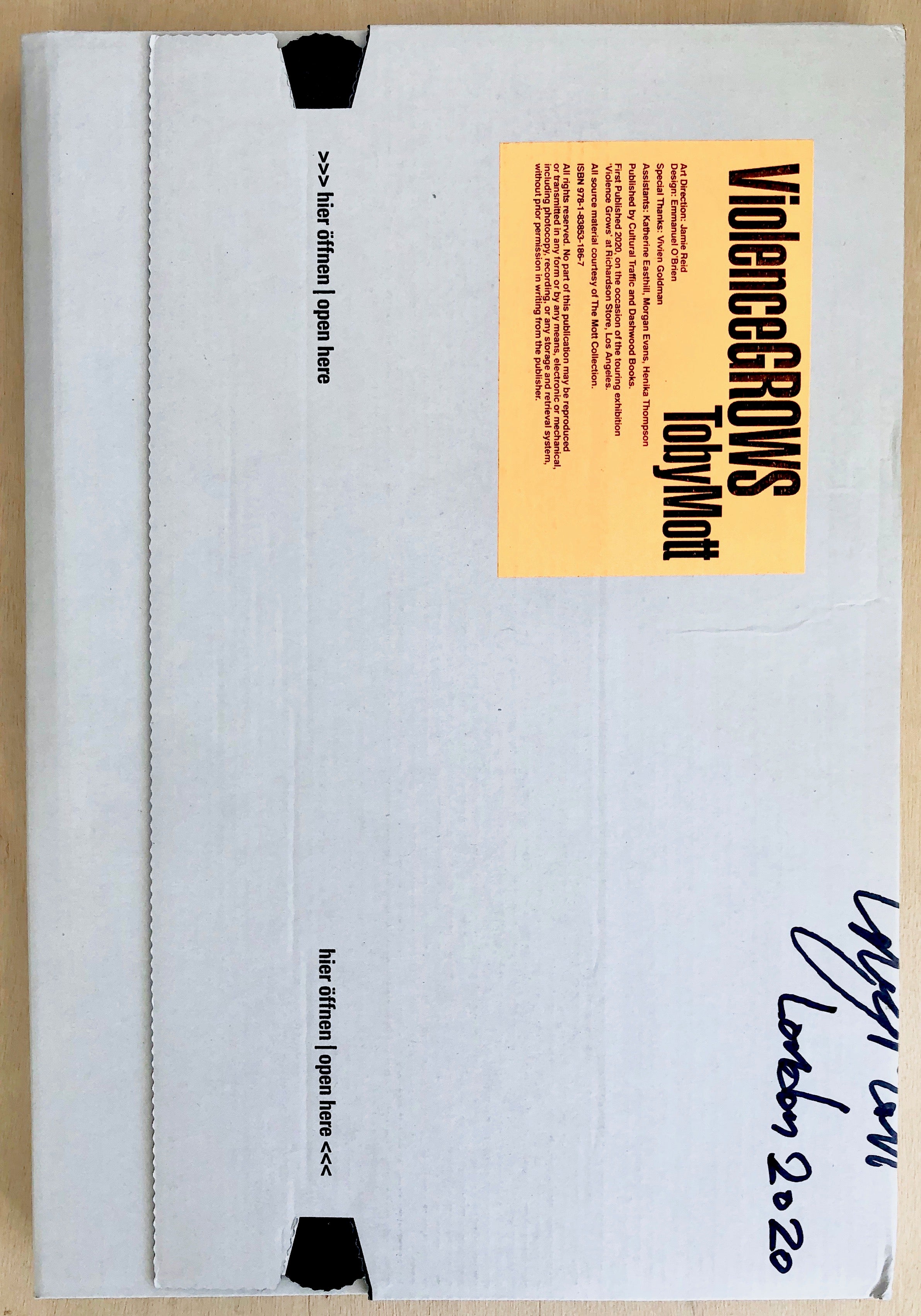 VIOLENCE GROWS by Toby Mott (SIGNED AND LIMITED TO 200 COPIES ...